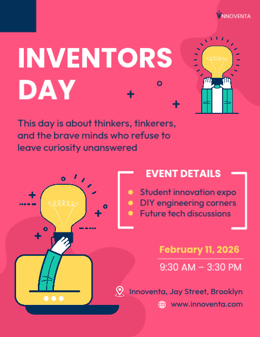 Flyer Typographic Illustrative Inventor's Day Template | PosterMyWall