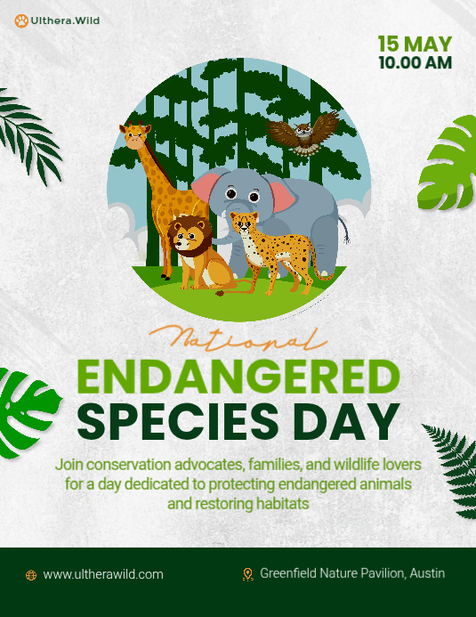 Flyer Typographic Modern Endangered Species Template | PosterMyWall