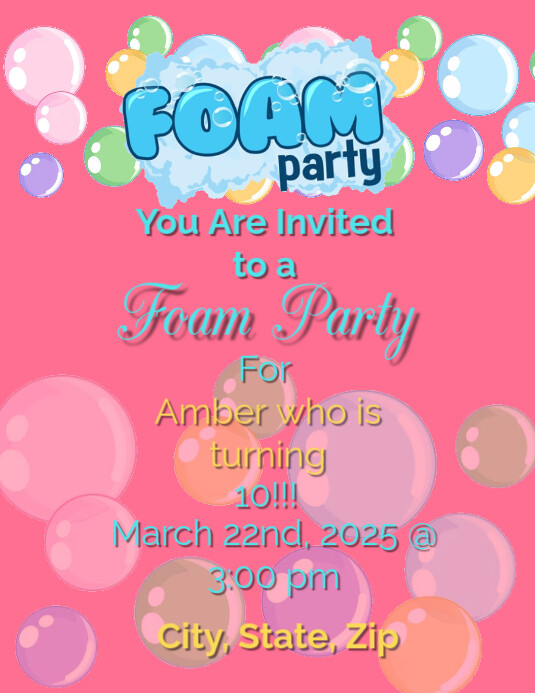 Foam Party Invite Template | PosterMyWall