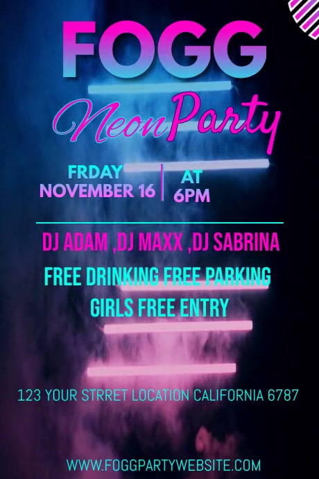 FOGG NEON PARTY Template | PosterMyWall