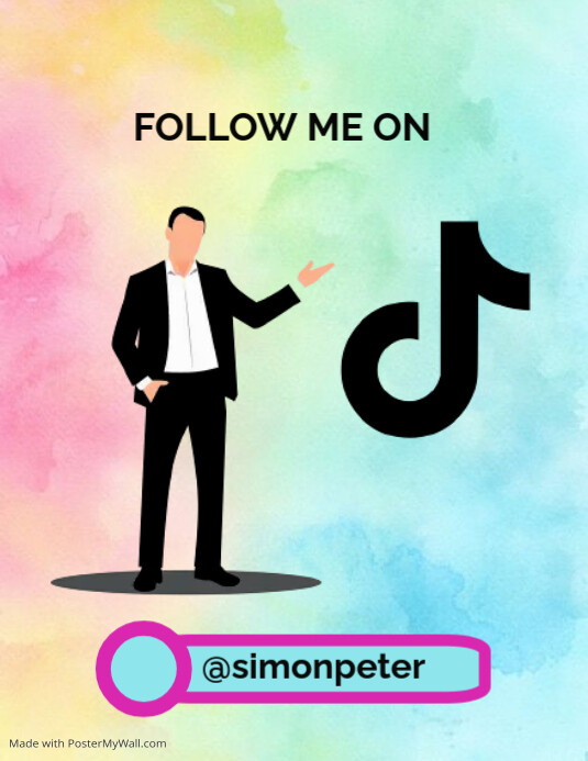 follow me on tiktok (1) Template | PosterMyWall