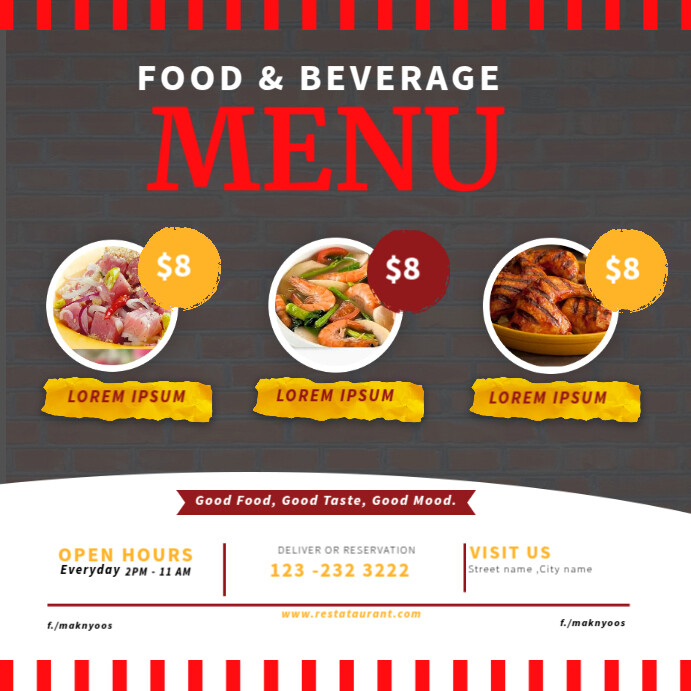 Food And Beverages Menu Template | PosterMyWall