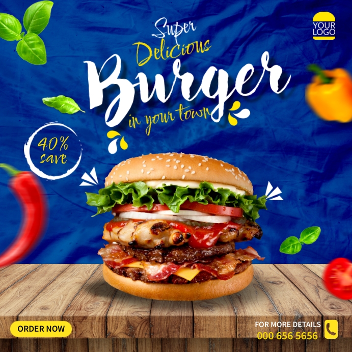 Copy of Food Burger Ads | PosterMyWall