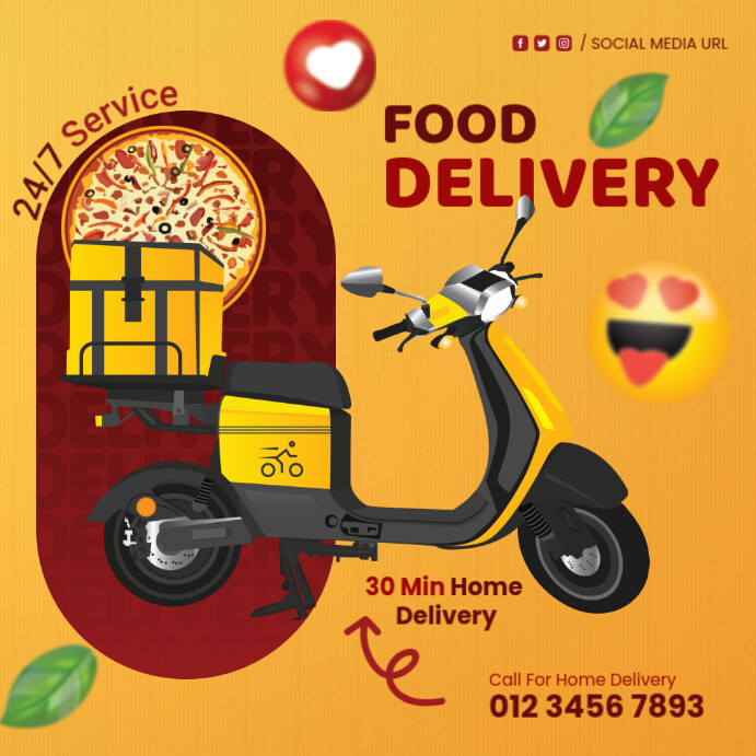 Modèle Food Delivery Ad Template | PosterMyWall
