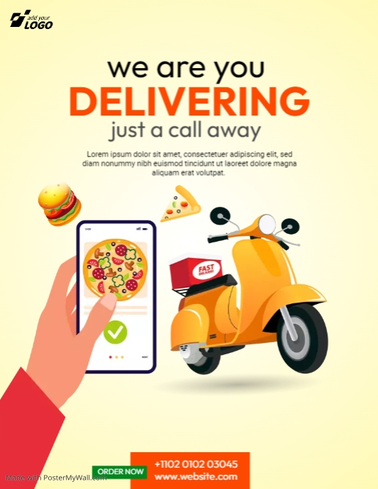 Food Delivery Service Flyer Template | PosterMyWall