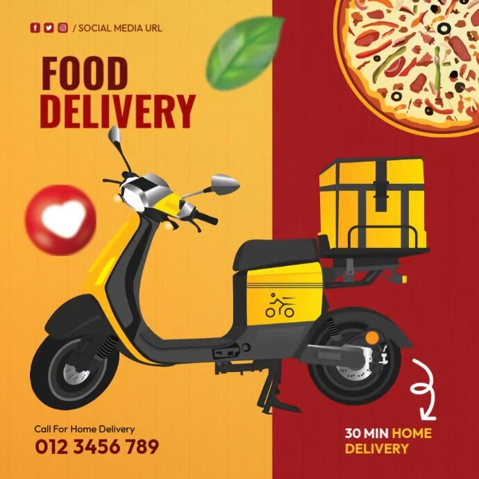 Food Delivery Service Instagram Post Template | PosterMyWall