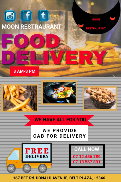 FOOD DELIVERY TEMPLATE | PosterMyWall