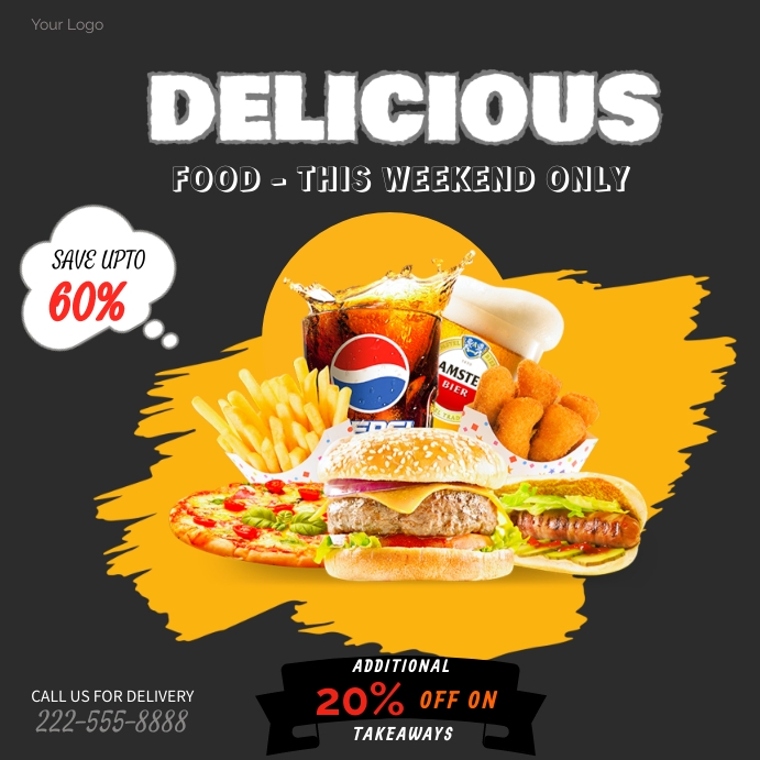 food discount offer, Home Delivery Template | PosterMyWall