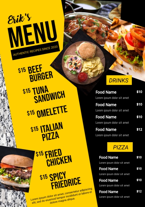 FOOD MENU A5 TEMPLATE.C | PosterMyWall