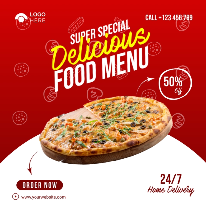 Copy of Food Menu and Restaurant Social Media Templat | PosterMyWall