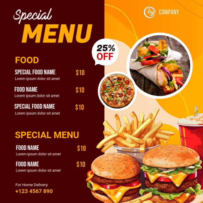 Food Menu Banner Design Templat | PosterMyWall