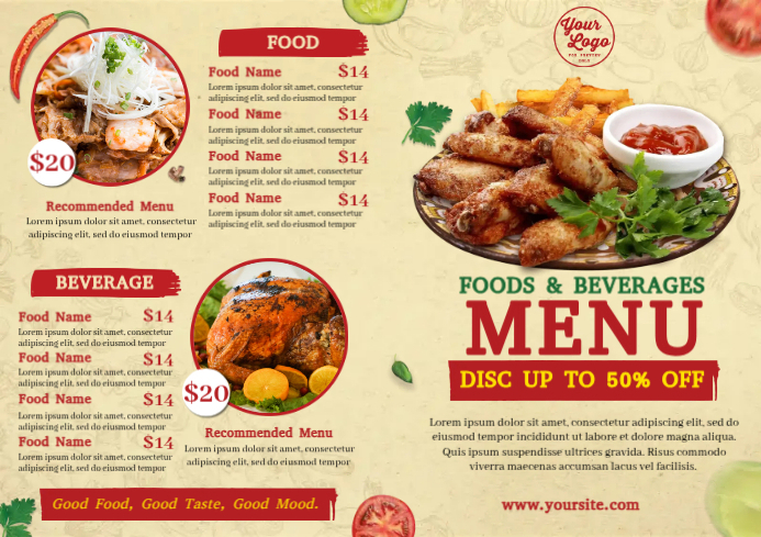 Food Menu Brochure Template | PosterMyWall