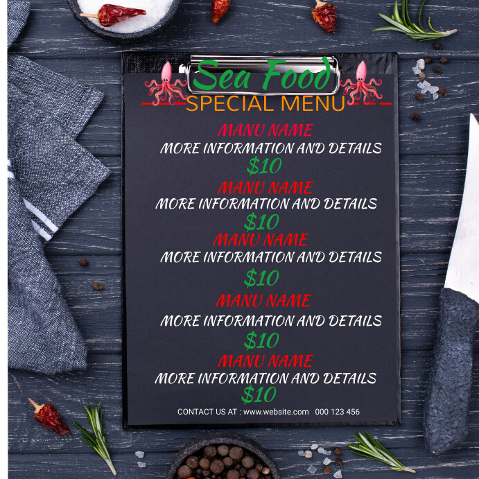 Food Menu Card Template | PosterMyWall