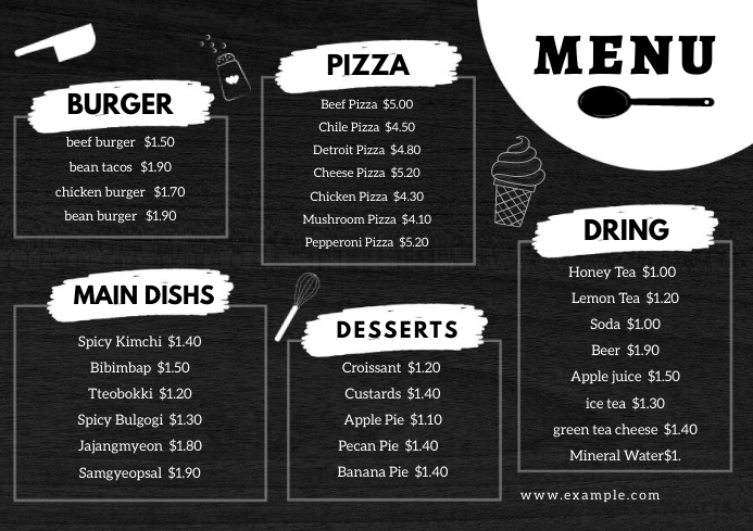 Food menu card Template | PosterMyWall