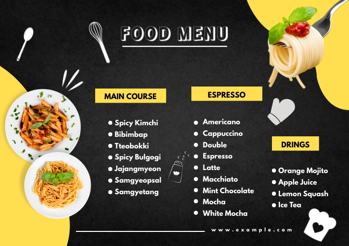 Food menu card Template | PosterMyWall