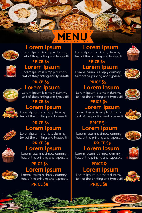 FOOD MENU Template | PosterMyWall
