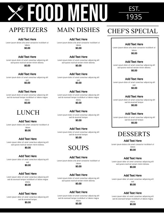 FOOD MENU | PosterMyWall