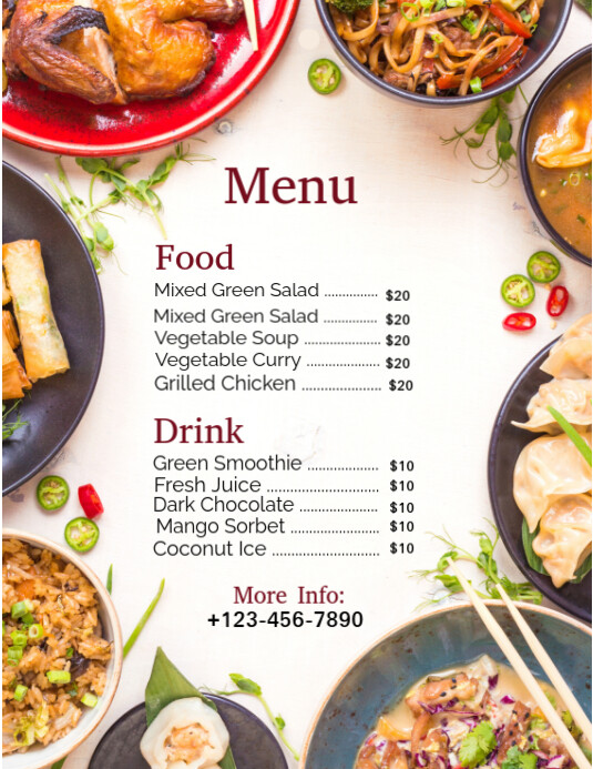 FOOD MENU Templat | PosterMyWall