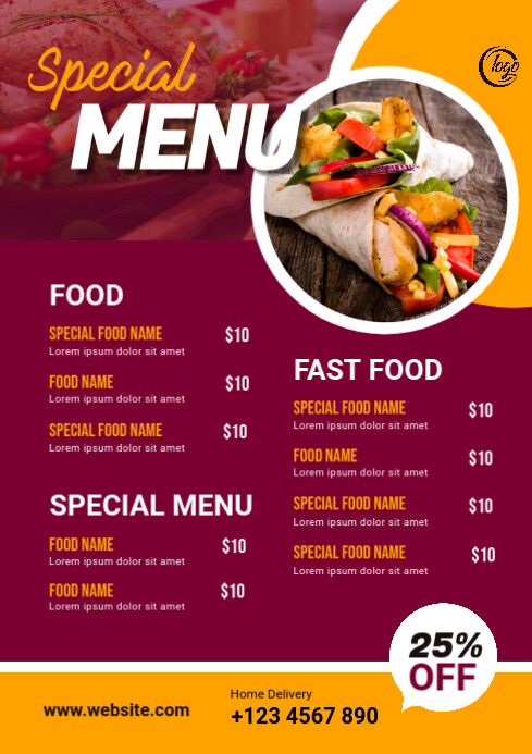 Food Menu Design Template | PosterMyWall