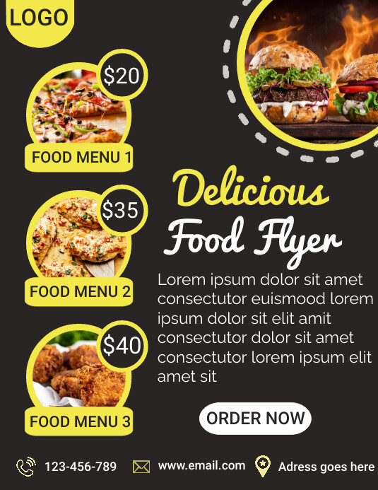 Food menu flyer, template, design | PosterMyWall