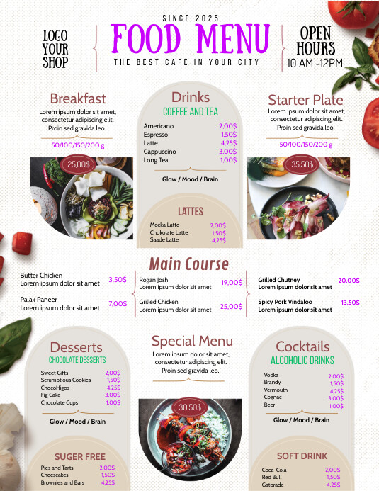 Copy of Food Menu Flyer | PosterMyWall