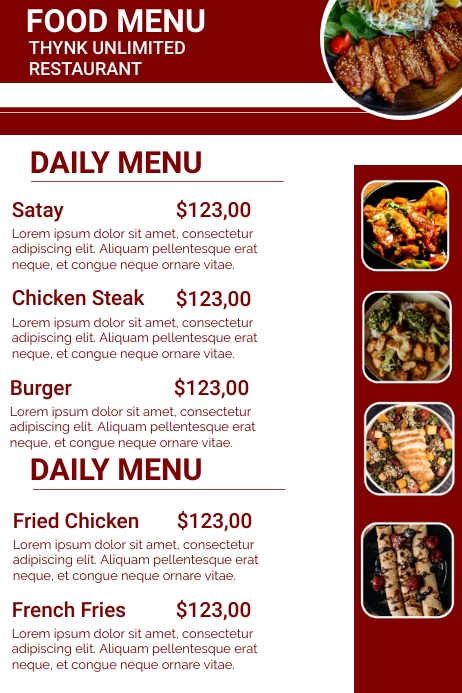 Food menu flyer template | PosterMyWall