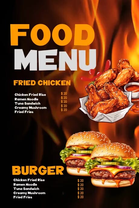 Food Menu Fried Chicken Templat | PosterMyWall