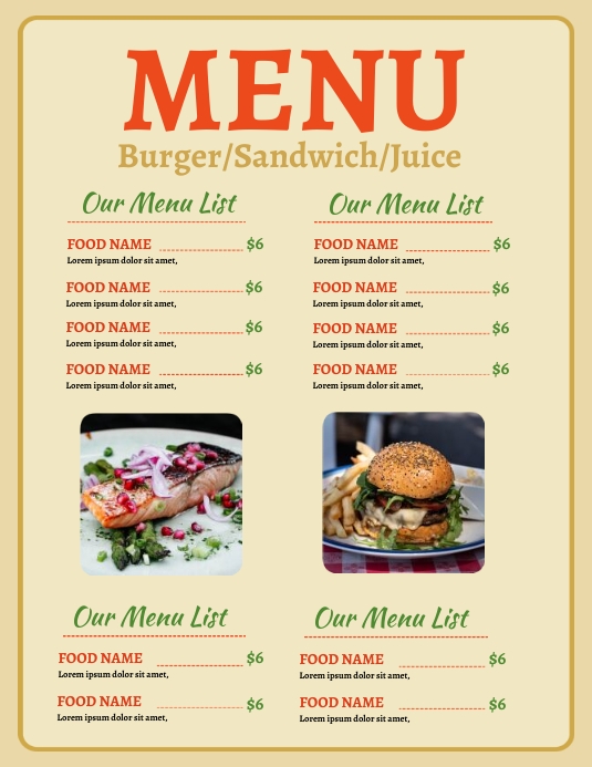 Food Menu List Flyers Template | PosterMyWall