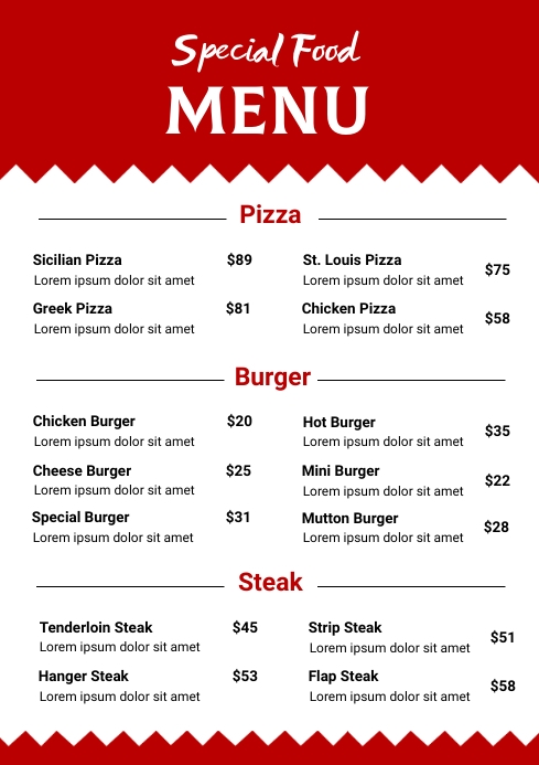 Food Menu List Template | PosterMyWall