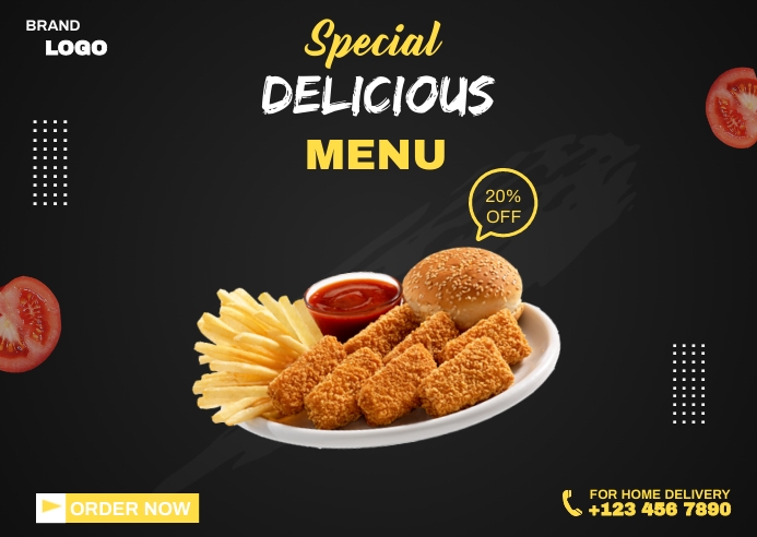 Food Menu Postcard Template | PosterMyWall