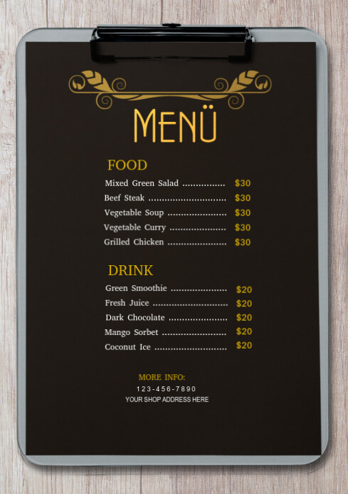 Copy of Food menu price list for restaurant | PosterMyWall