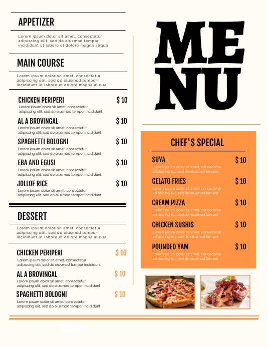 FOOD MENU TEMPLATE 2 | PosterMyWall