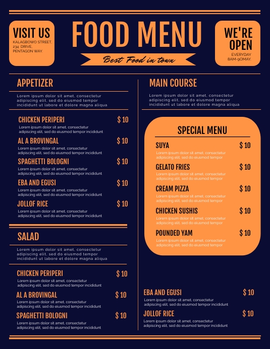 Templat Menu Makanan | PosterMyWall