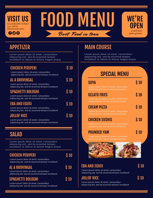 Templat Menu Makanan | PosterMyWall