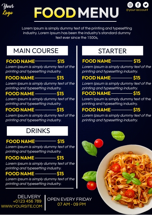 Food Menu Template | PosterMyWall