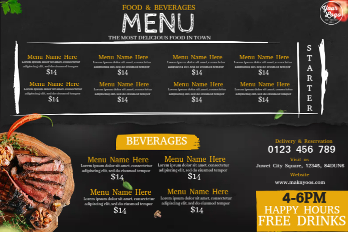 Food Town Menu Banner Template | PosterMyWall