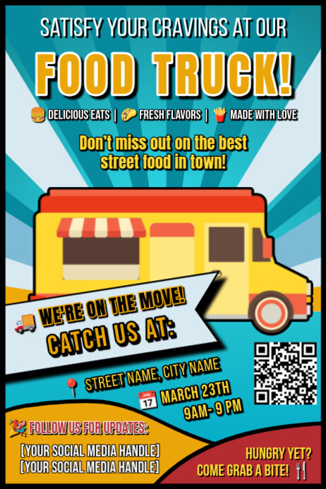 Food Truck Ad Poster Flyer Template Design | PosterMyWall