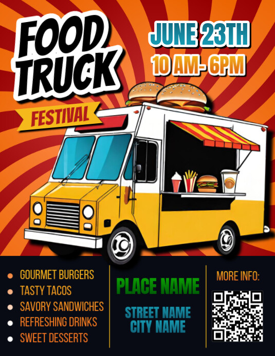 Food Truck Festival Flyer Ad Design Template | PosterMyWall