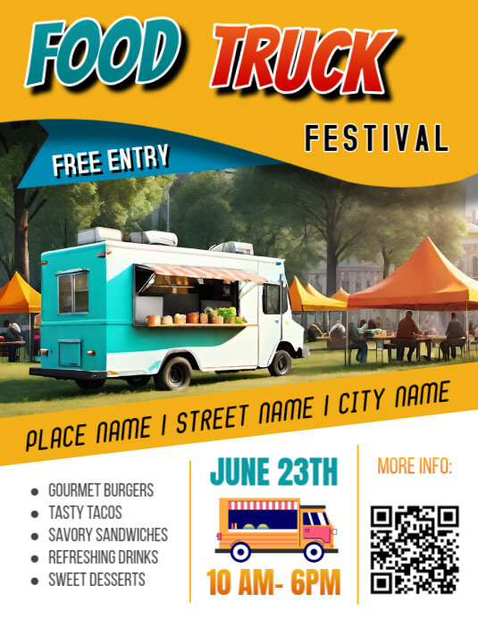 Food Truck Festival Flyer Ad Design Template Free Download Printable ...