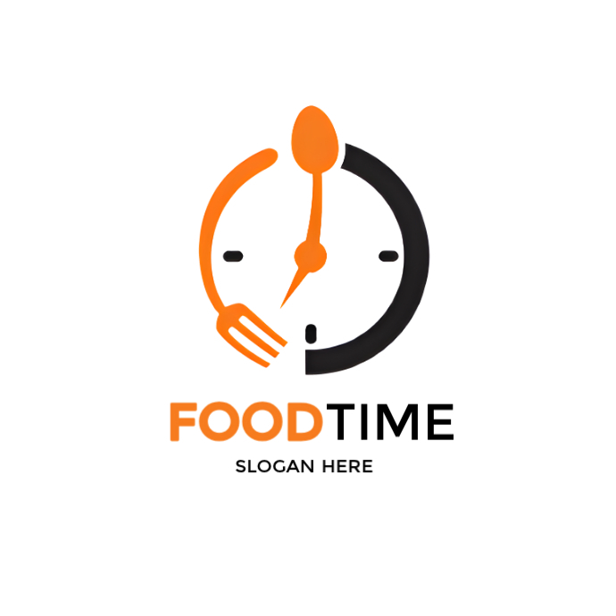 FoodTime Logo with Clock & Utensil Design Template | PosterMyWall