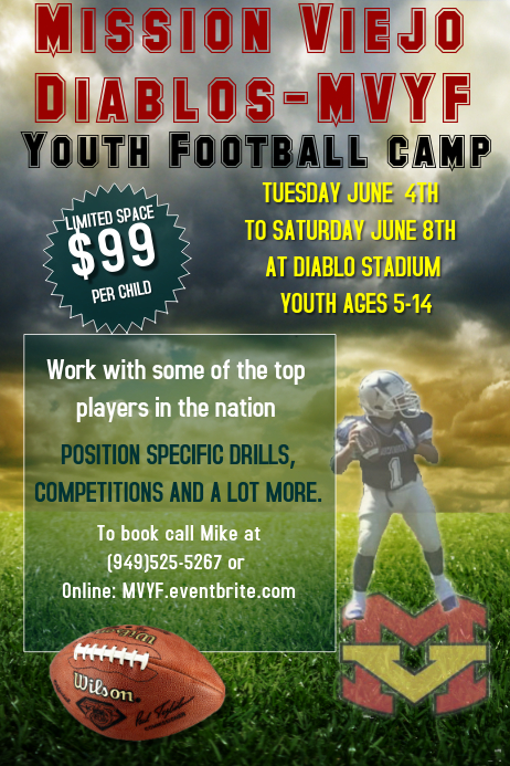 Copy of Football Camp Poster Template | PosterMyWall