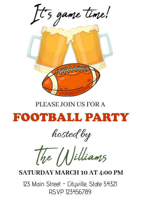 Football Championship Party Invitation Template | PosterMyWall