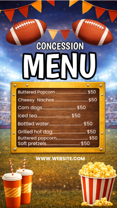 Football concession menu editable template | PosterMyWall