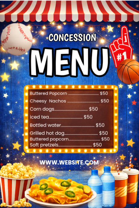Football concession menu editable template | PosterMyWall