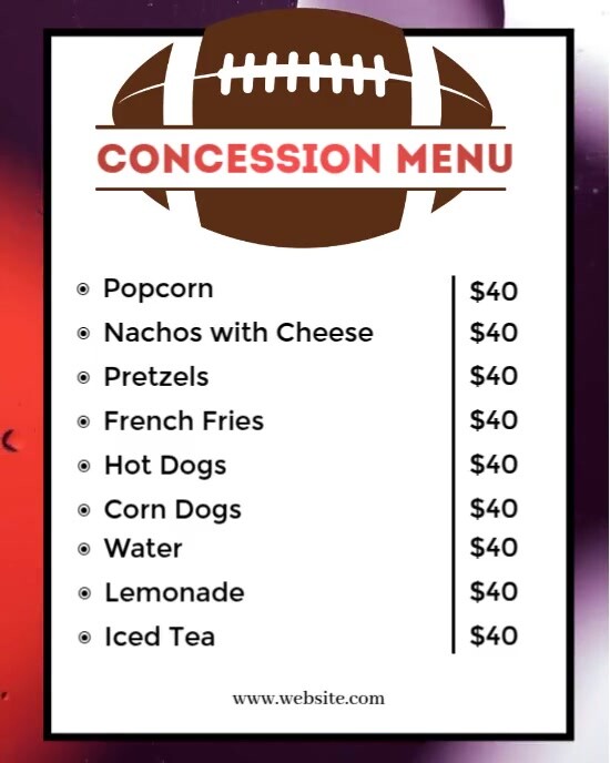 Football Concession Menu PRINTABLE Template | PosterMyWall