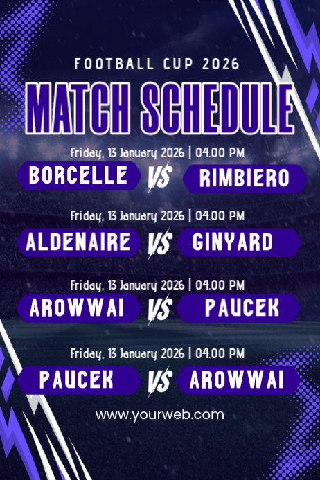 Football Cup Match Schedule 2026 Template | PosterMyWall