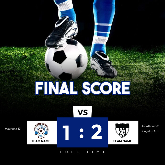 Football friendly match final score Template | PosterMyWall