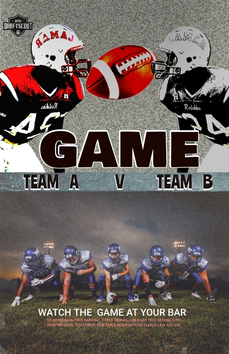 football game ad design flyer Template | PosterMyWall