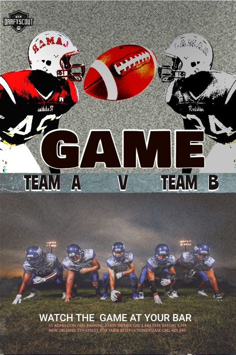 football game ad design flyer Template | PosterMyWall
