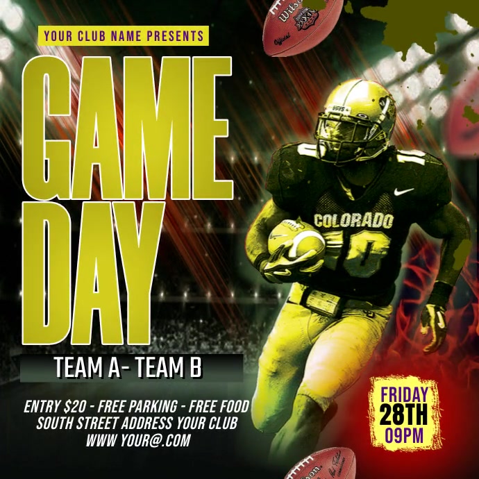 football game day ad design flyer Template | PosterMyWall